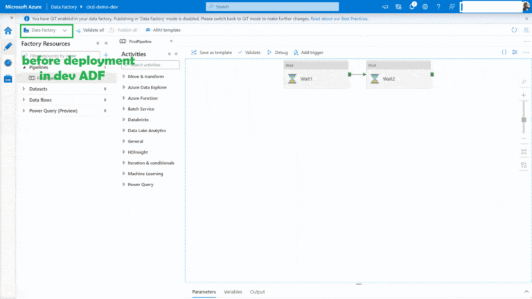 Automated Azure Data Factory publish with DevOps CI/CD pipeline