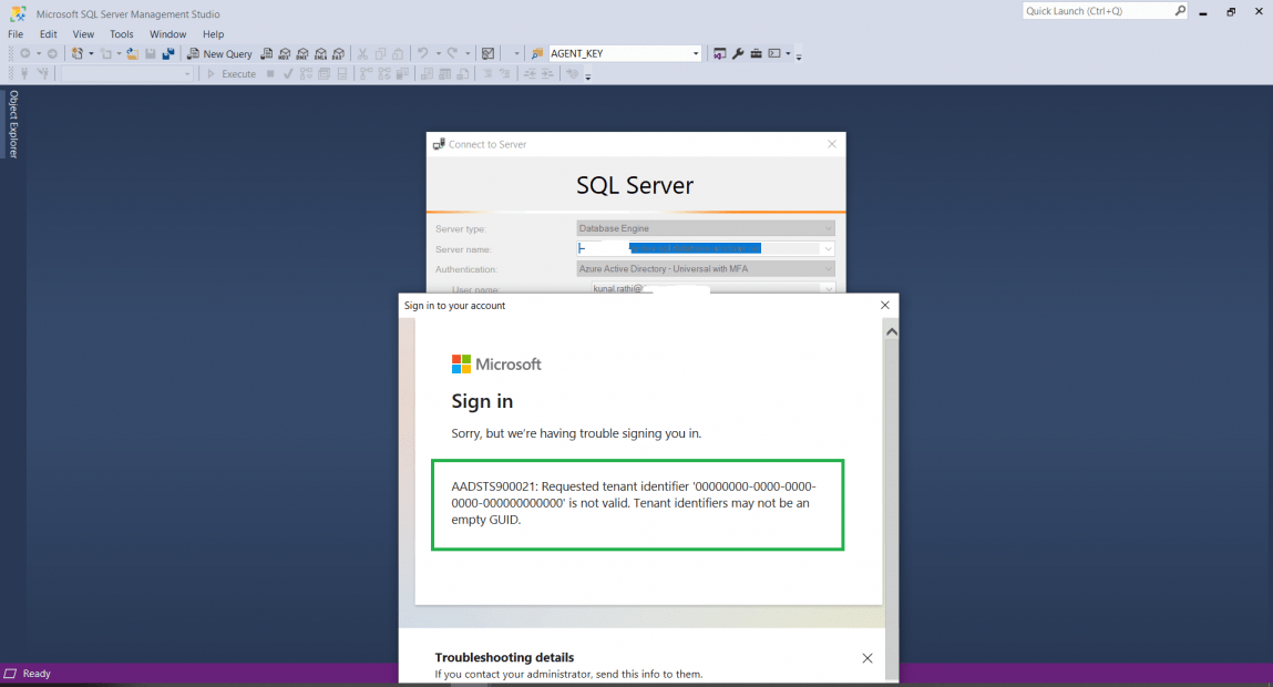 Requested tenant identifier '00000000-0000-0000-0000-000000000000' is not valid. Tenant ...