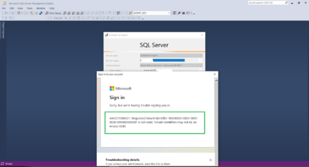 Requested tenant identifier '00000000-0000-0000-0000-000000000000' is ...