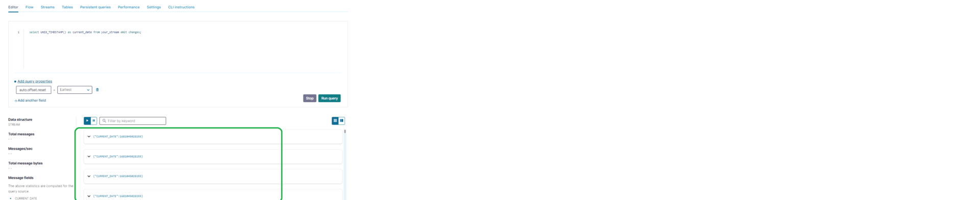 Current date in KSQL - AzureOps